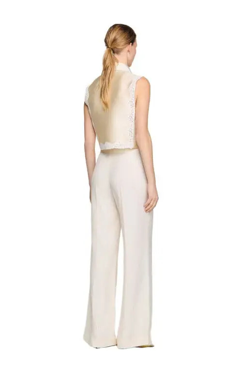 Sandro Buttoned Slit Wide-leg Trousers