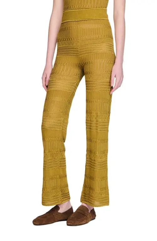 Sandro Pointelle Knit Flared Trousers