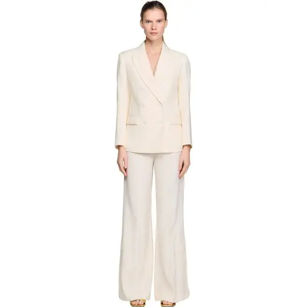 Sandro Double-breasted Tailored Jacket - Ecru