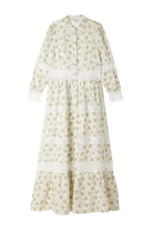 Sandro Floral Lace Trim Maxi Dress