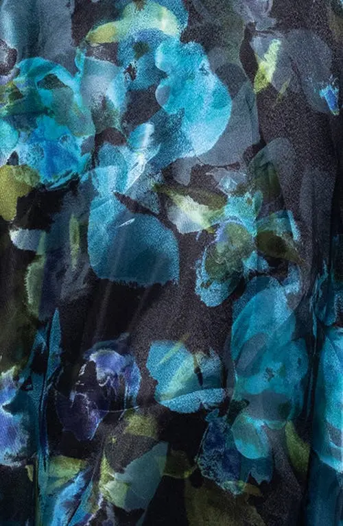 Betsy & Adam Off-the-shoulder Floral Print Organza Gown