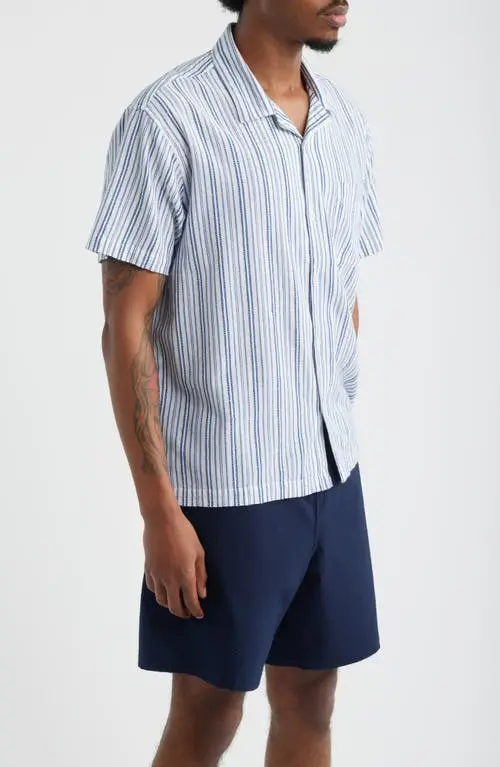 Obey Evans Stripe Camp Shirt - Blue/white Multi