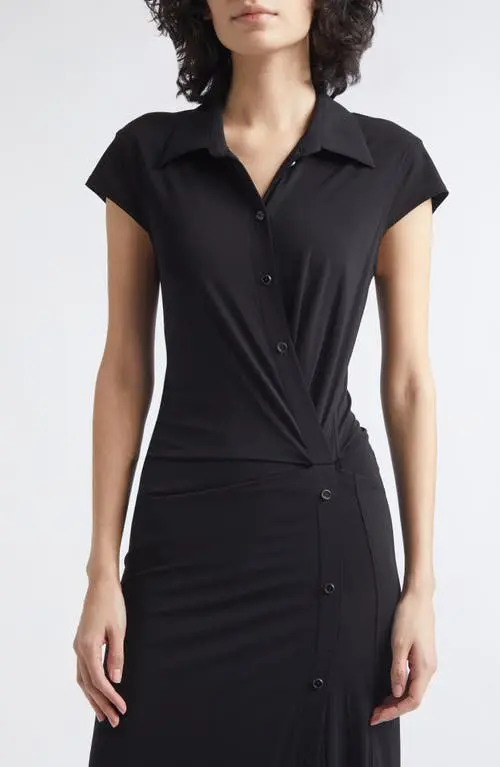 Helmut Lang Jersey Midi Dress With Asymmetrical Placket