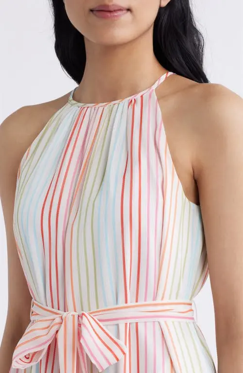 Eliza J Striped Sleeveless Tiered Midi Dress
