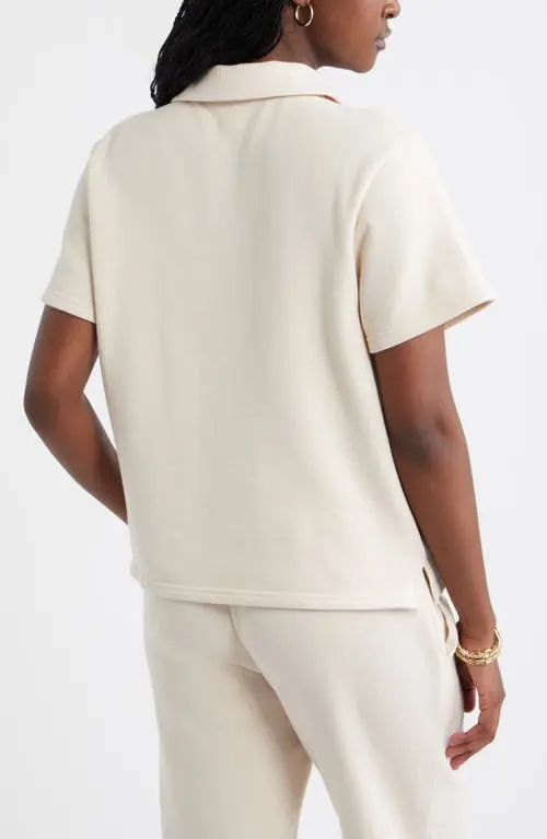 Caslon French Terry Polo With Johnny Collar - Beige Shell