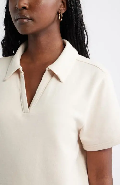 Caslon French Terry Polo With Johnny Collar - Beige Shell