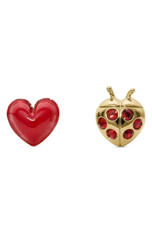 Kate Spade New York Mismatched Heart And Ladybug Stud Earrings - Red Multi