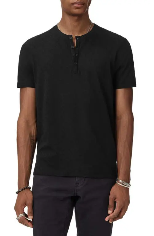 John Varvatos Elm Texture Short Sleeve Henley - Black