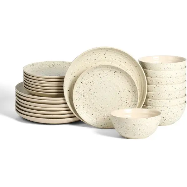 STONE + LAIN Dua Stoneware 24-piece Dinnerware Set - White
