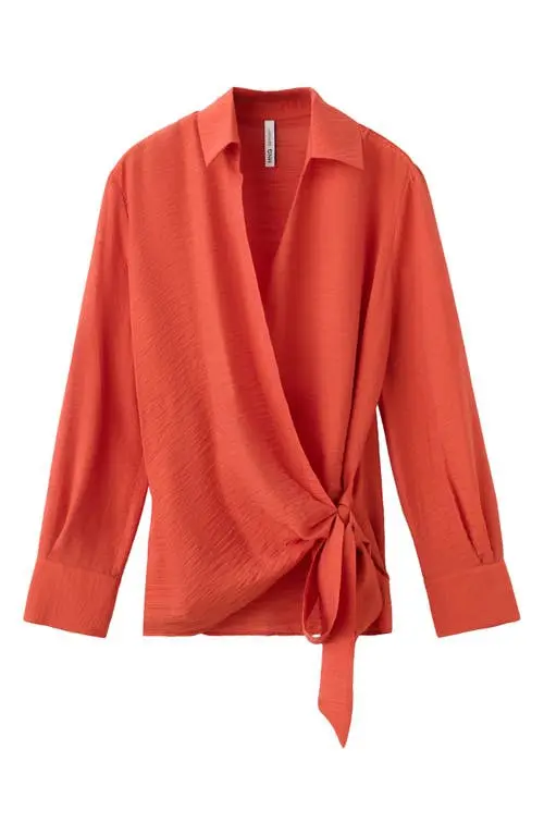Mango Wrap Side Tie Shirt - Red