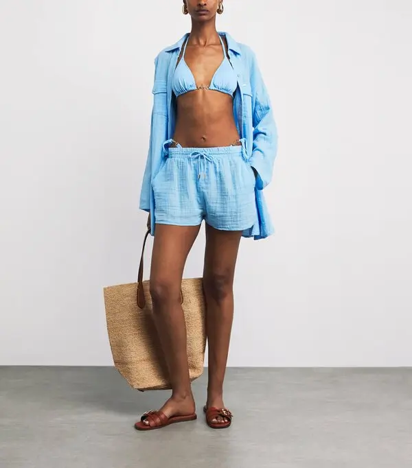 Melissa Odabash Menorca Bikini Top With Gold-tone Horsebit Detail - Blue