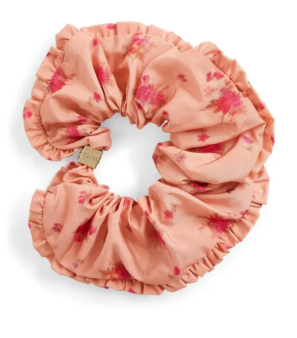GANNI Taffeta Floral Print Scrunchie - Red