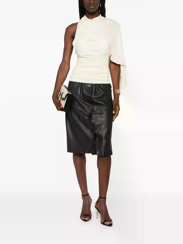 Valentino Garavani 1990s Button-up Leather Midi Skirt