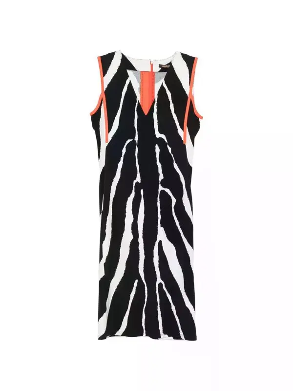 Roberto Cavalli 1990s Zebra-print V-neck Mini Dress - Black