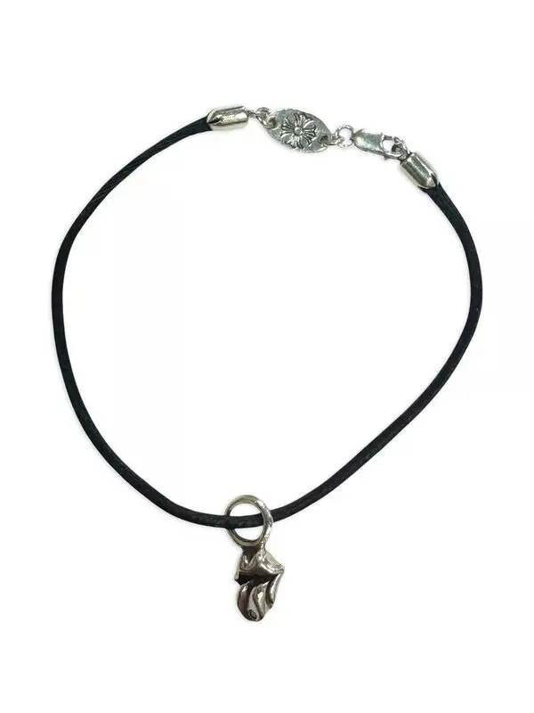 Chrome Hearts Rolling Stones Diamond Pendant Cord Necklace - Silver