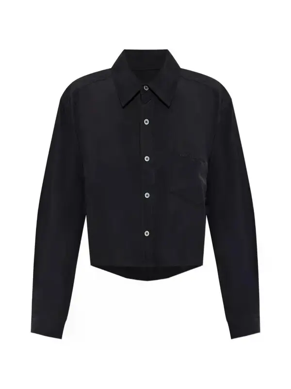 Alexander Wang Cropped Logo Embroidered Shirt - Black