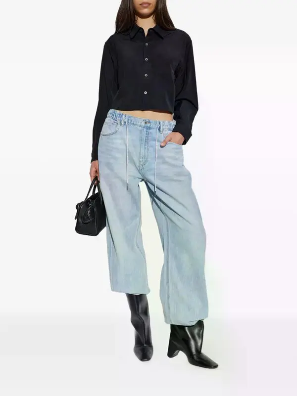 Alexander Wang Cropped Logo Embroidered Shirt