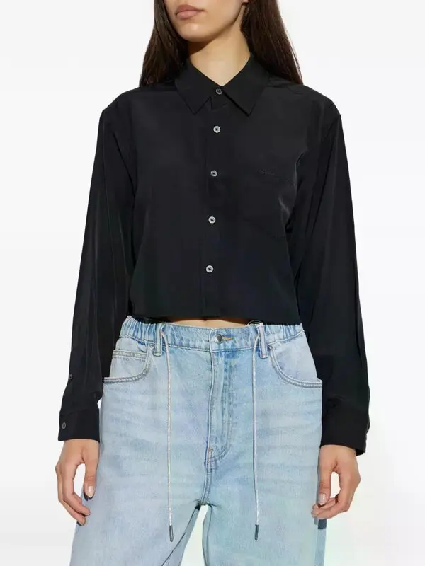 Alexander Wang Cropped Logo Embroidered Shirt