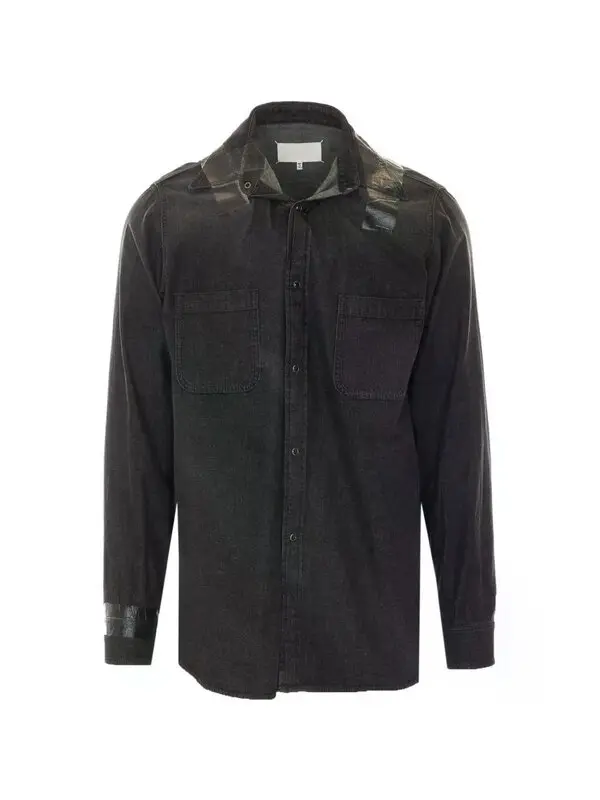 MAISON MARGIELA Tape-detail Long-sleeved Shirt - Black