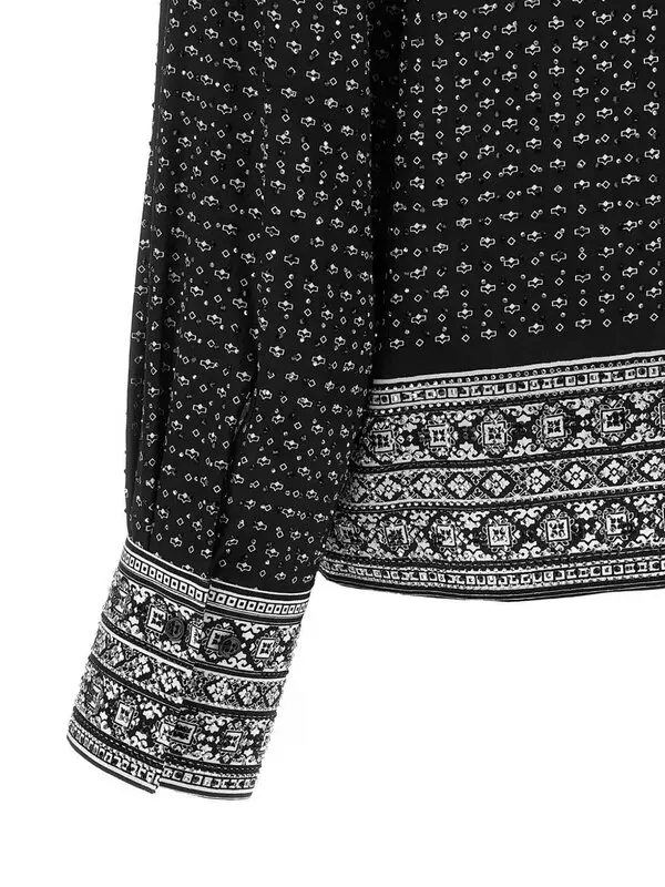 Ermanno Scervino Crystal Embellished Bandana Print Silk Shirt