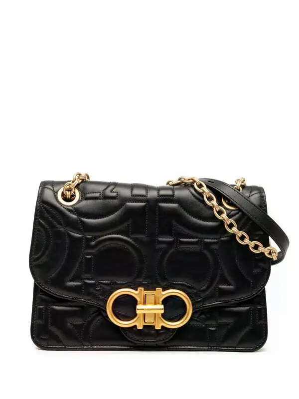 FERRAGAMO Quilted Leather Gancini Flap Shoulder Bag