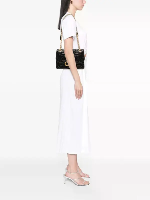 FERRAGAMO Quilted Leather Gancini Flap Shoulder Bag
