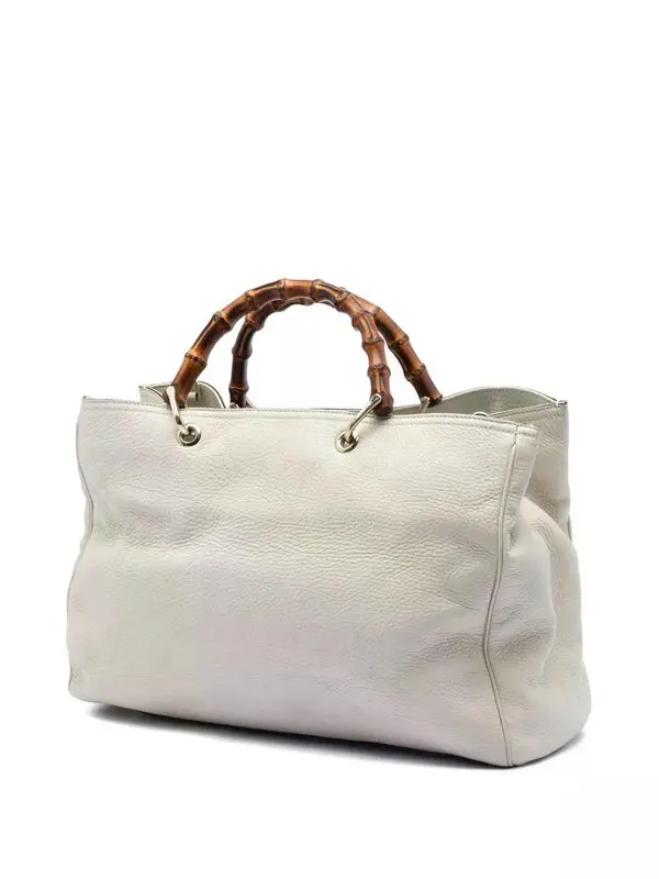 Gucci Calfskin Bamboo Shopper Satchel - Brown