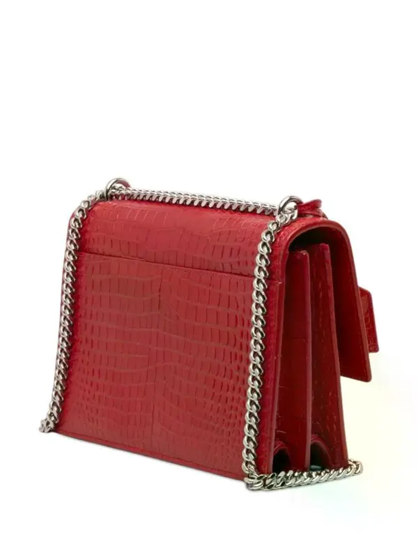 Saint Laurent Medium Croc Embossed Leather Monogram Sunset Crossbody Bag