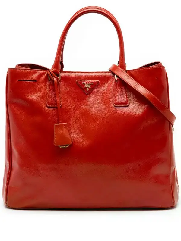 Prada Saffiano Vernice Galleria Satchel - Orange