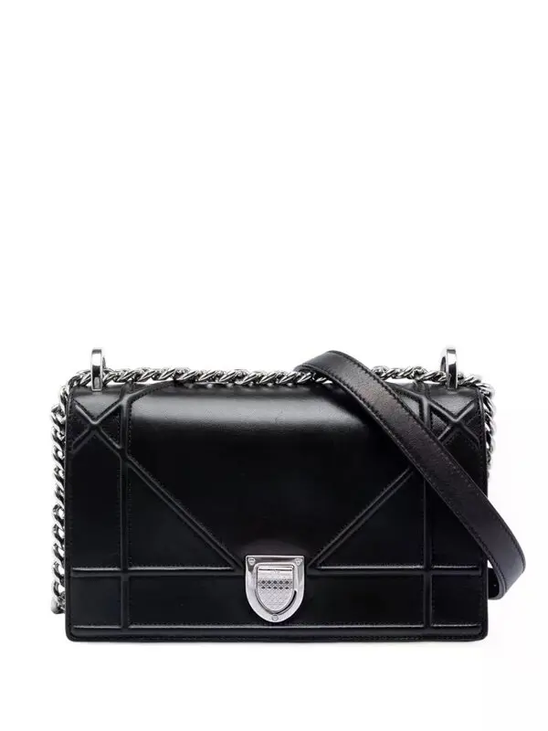 Dior 2015 Small Lambskin Leather Diorama Flap Crossbody Bag - Black