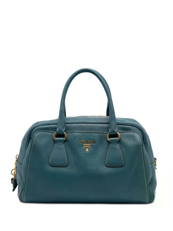 Prada Vitello Daino Bauletto Satchel - Blue
