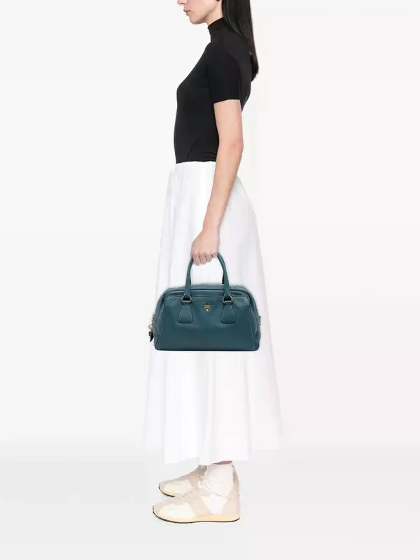 Prada Vitello Daino Bauletto Satchel - Blue