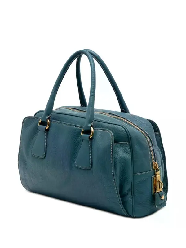Prada Vitello Daino Bauletto Satchel - Blue