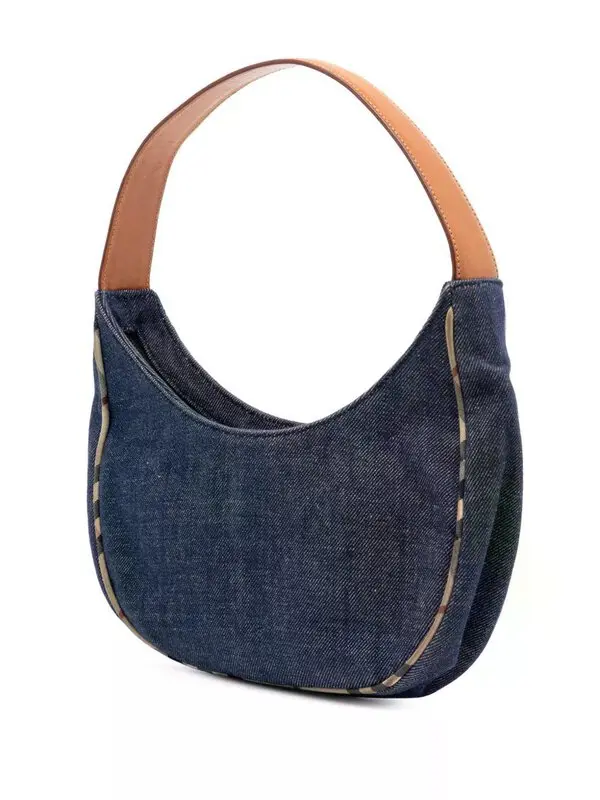 Burberry House Check Trimmed Denim Shoulder Bag