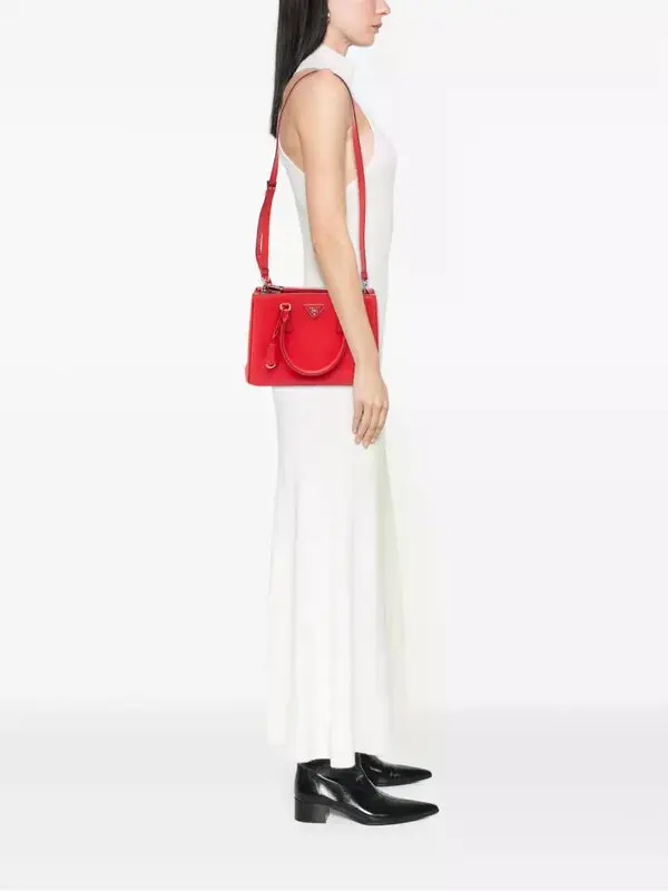 Prada Saffiano Lux Galleria Double Zip Satchel - Red