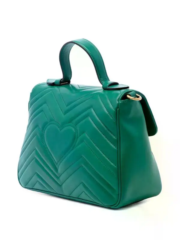 Gucci Small Gg Marmont Matelassé Calfskin Top Handle Bag - Green