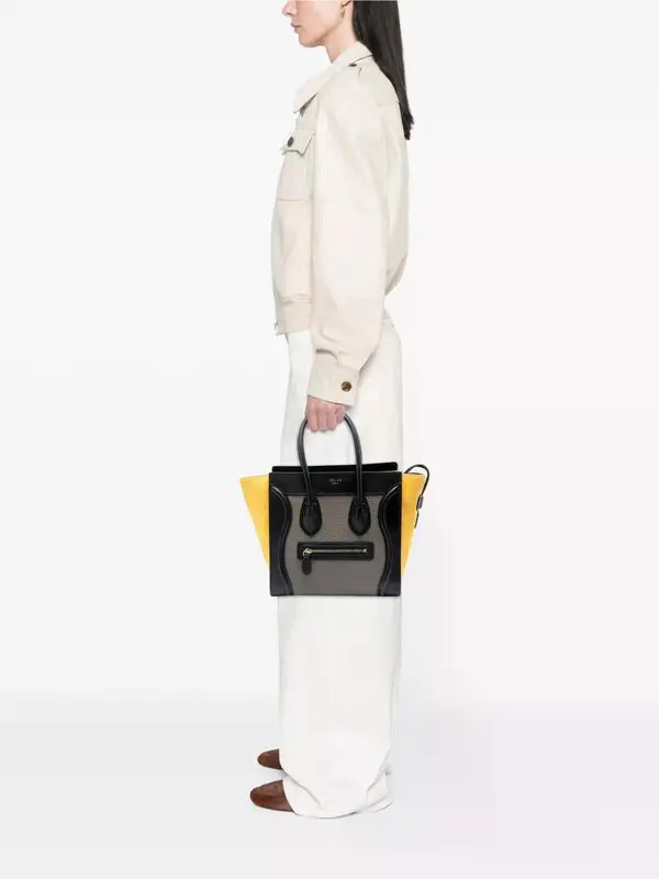 Celine Micro Tricolor Leather Luggage Tote Handbag