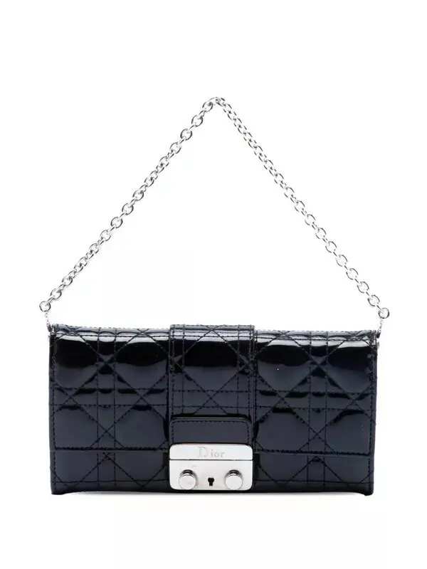 Dior Patent Cannage Miss Wallet On Chain Crossbody Bag - Black