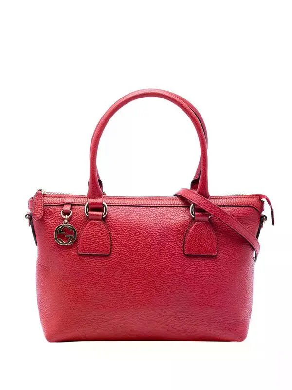 Gucci Gg Charm Satchel In Calfskin - Red