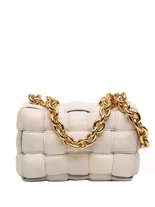 Bottega Veneta Nappa Intrecciato Padded Chain Cassette Satchel - White