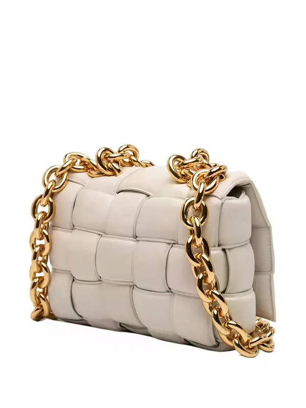 Bottega Veneta Nappa Intrecciato Padded Chain Cassette Satchel - White