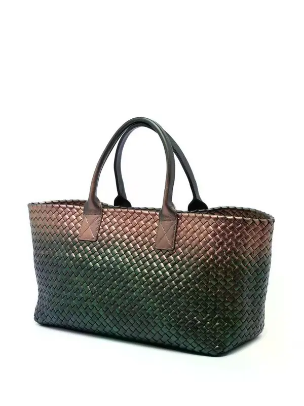Bottega Veneta Medium Iridescent Nappa Intrecciato Cabat Tote Bag - Green