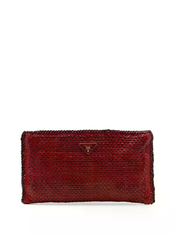 Prada Woven Goatskin Madras Zip Clutch Bag