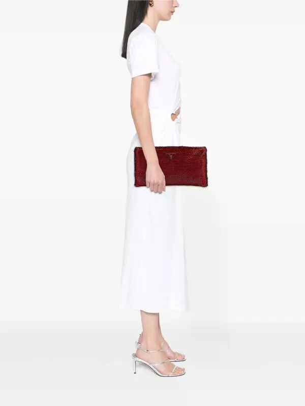 Prada Woven Goatskin Madras Zip Clutch Bag