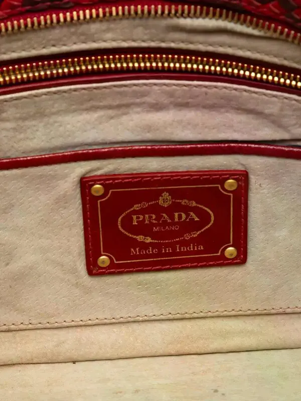 Prada Woven Goatskin Madras Zip Clutch Bag