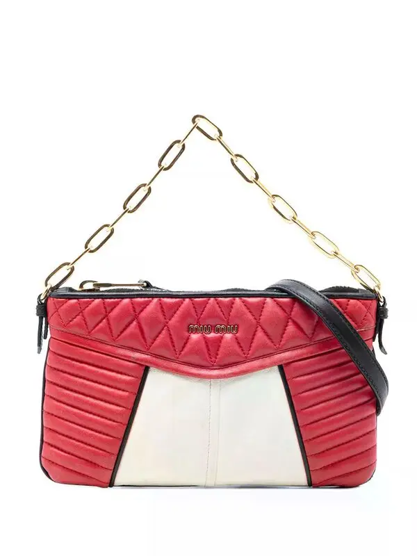 Miu Miu Bicolor Nappa Biker Satchel - Red