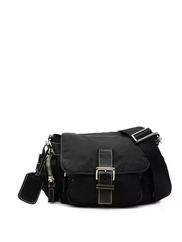 Prada Tessuto Buckle Messenger Bag - Black