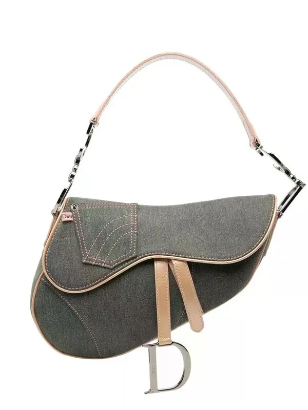 Dior 2002 Denim Jean Pocket Saddle Shoulder Bag - Grey