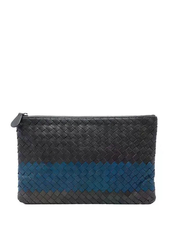 Bottega Veneta Tricolor Nappa Intrecciato Clutch Bag - Black