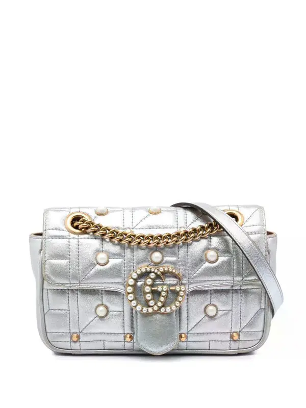 Gucci Gg Marmont Small Shoulder Bag - Silver